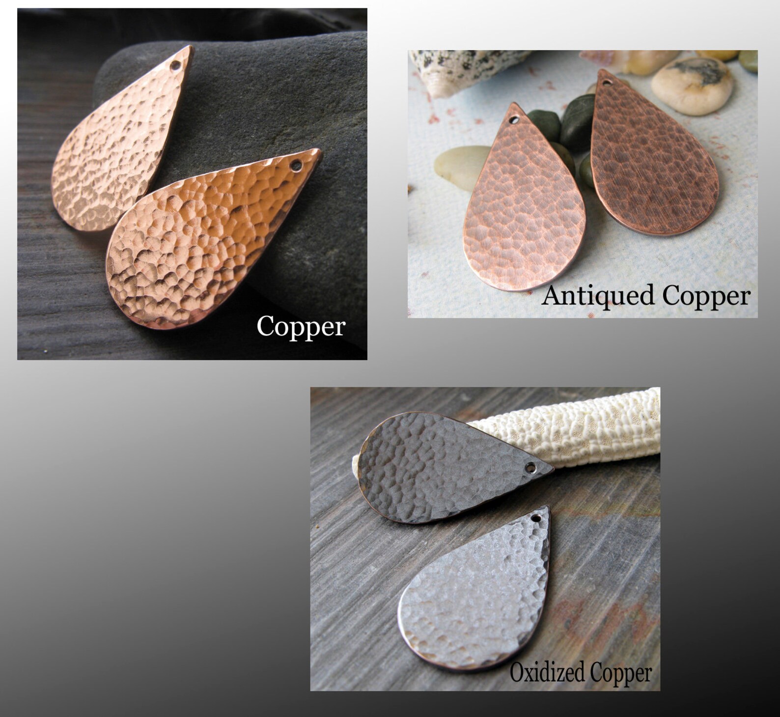 Copper Tear Drop Jewelry Findings. Hammered 29 X17mm Artisan - Etsy