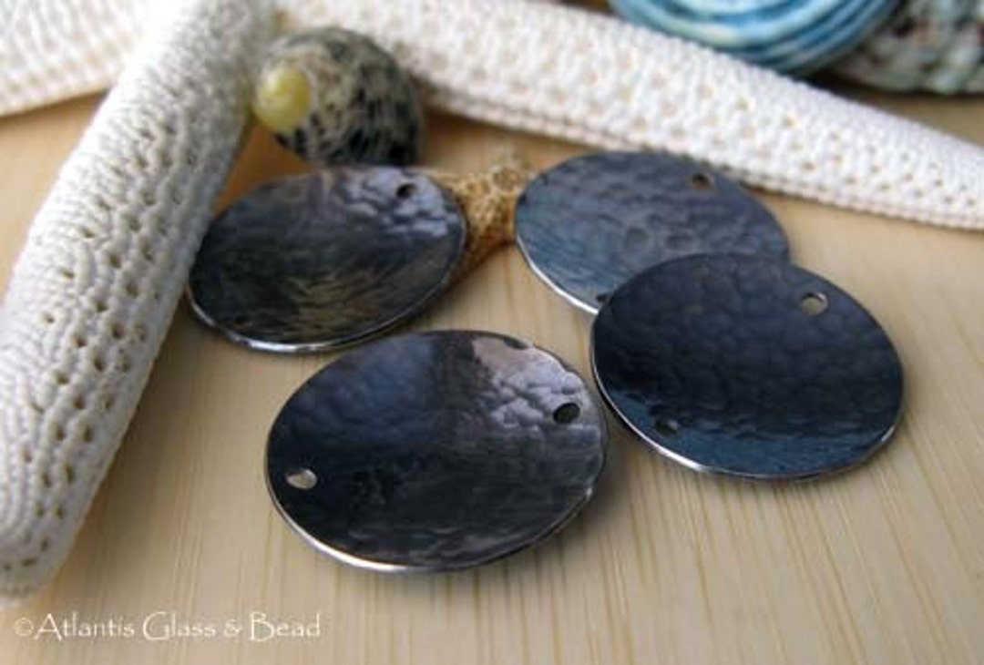Sterling Silver Hammered Disc in Oxidized or Antique Finish. You Choose ...
