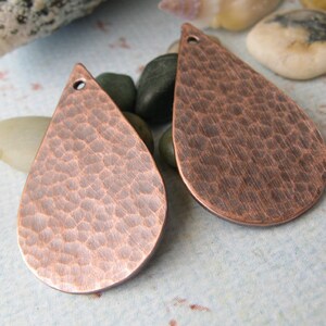 Copper Tear Drop Jewelry Findings. Hammered 29 X17mm Artisan Handmade ...