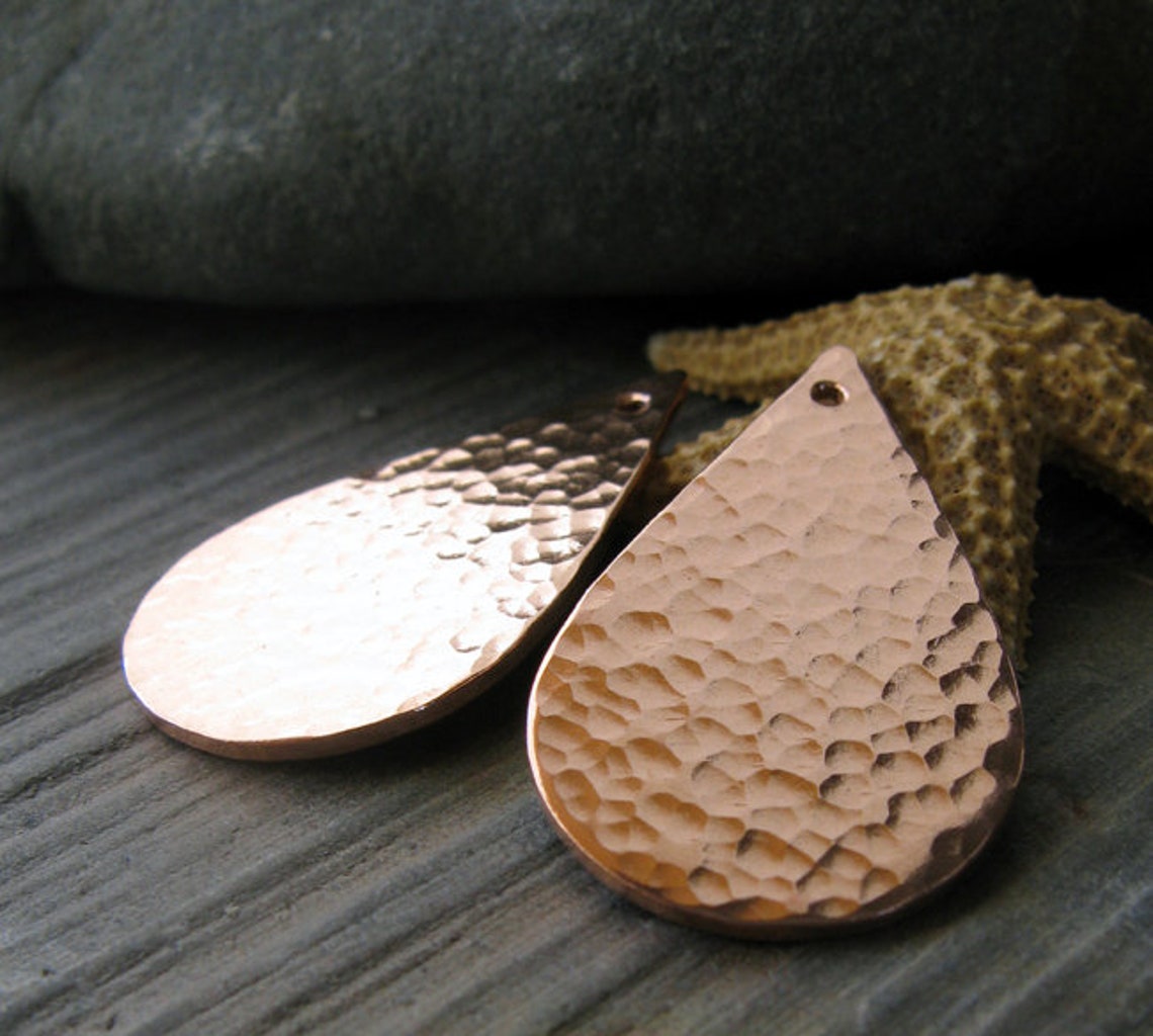 Copper Tear Drop Jewelry Findings. Hammered 29 X17mm Artisan - Etsy