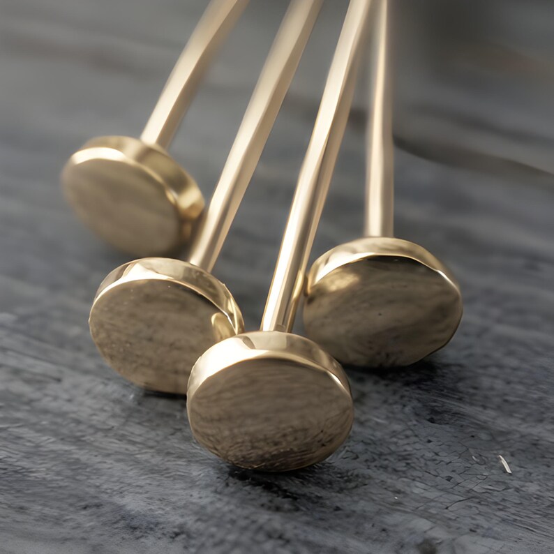 Gold Filled Handmade Flush Nail Head Pin With Flat Disc Head 22/20 ...