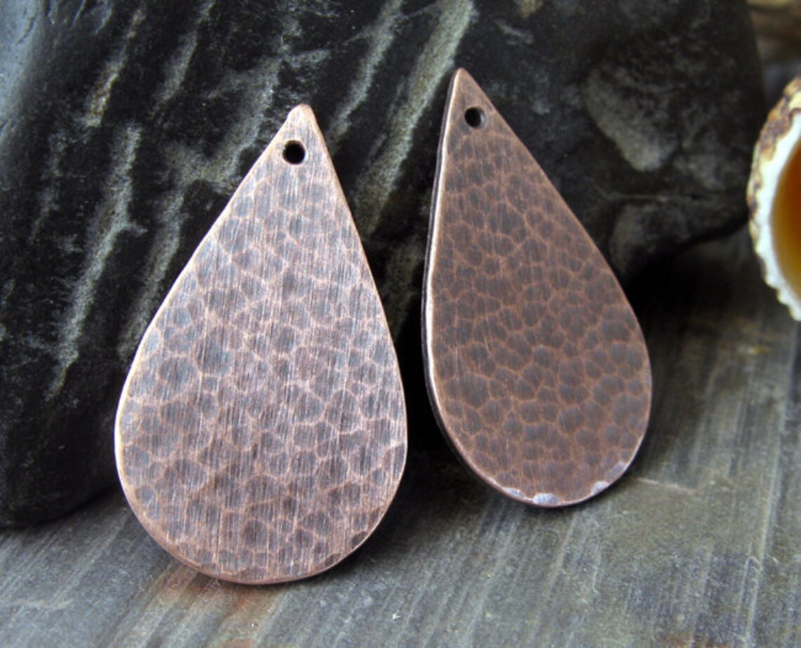 Copper Tear Drop Jewelry Findings. Hammered 29 X17mm Artisan - Etsy