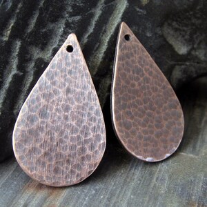 Copper Tear Drop Jewelry Findings. Hammered 29 X17mm Artisan Handmade ...