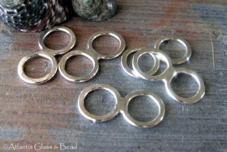 Connected ring findings. Polished or oxidized sterling silver. | Etsy