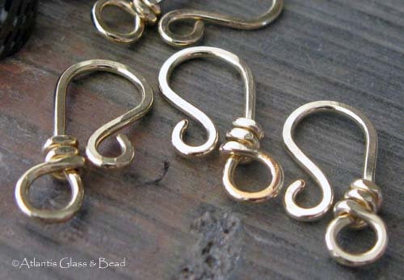 Small Handmade Hook Clasps. Set of 2 Made in Sterling Silver or 14k ...