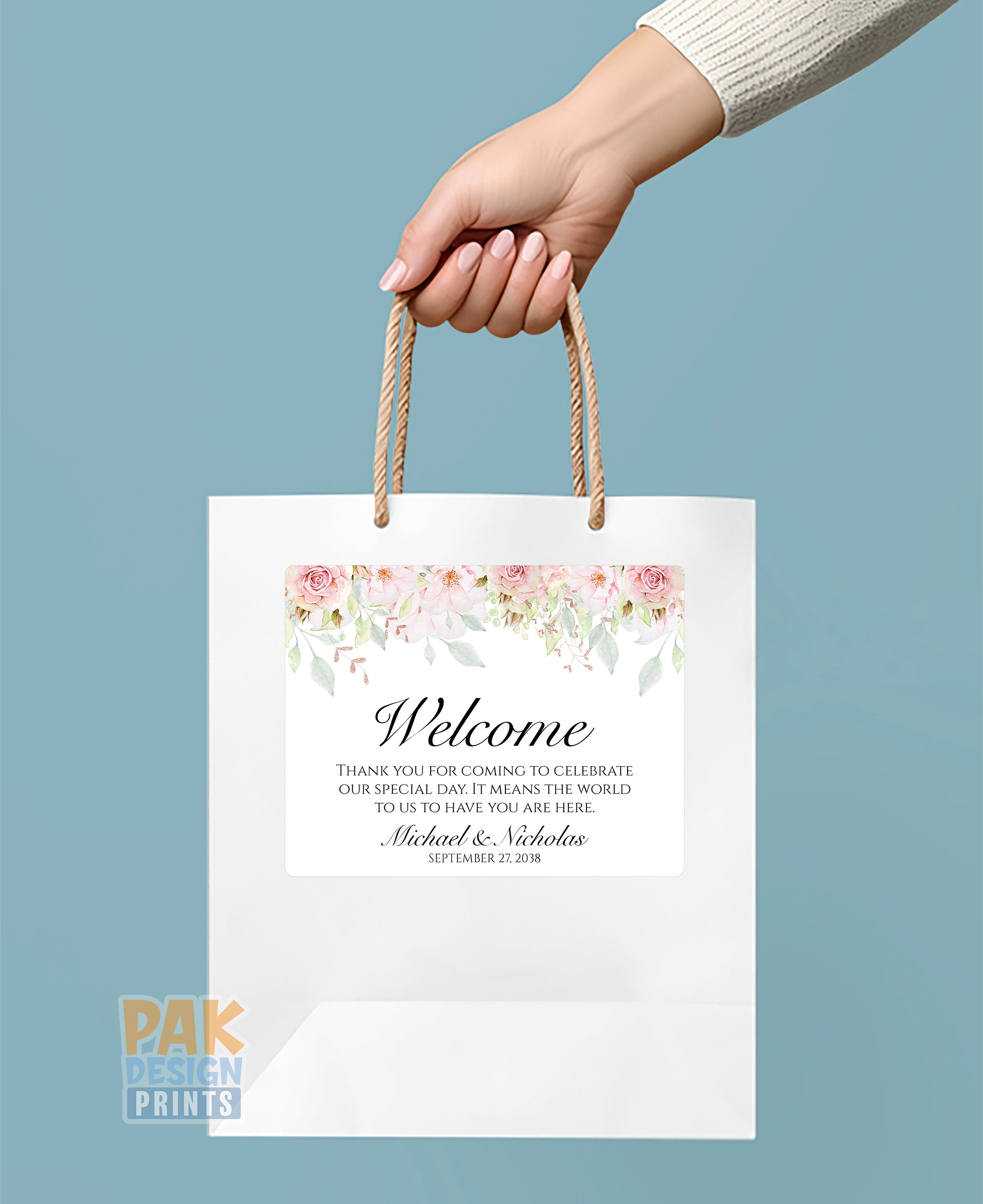 Printed Welcome Bag Labels, Hotel Wedding Welcome Gift Bag Labels ...
