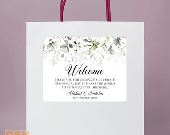 Printed Welcome Bag Labels, Hotel Wedding Welcome Gift Bag Labels ...