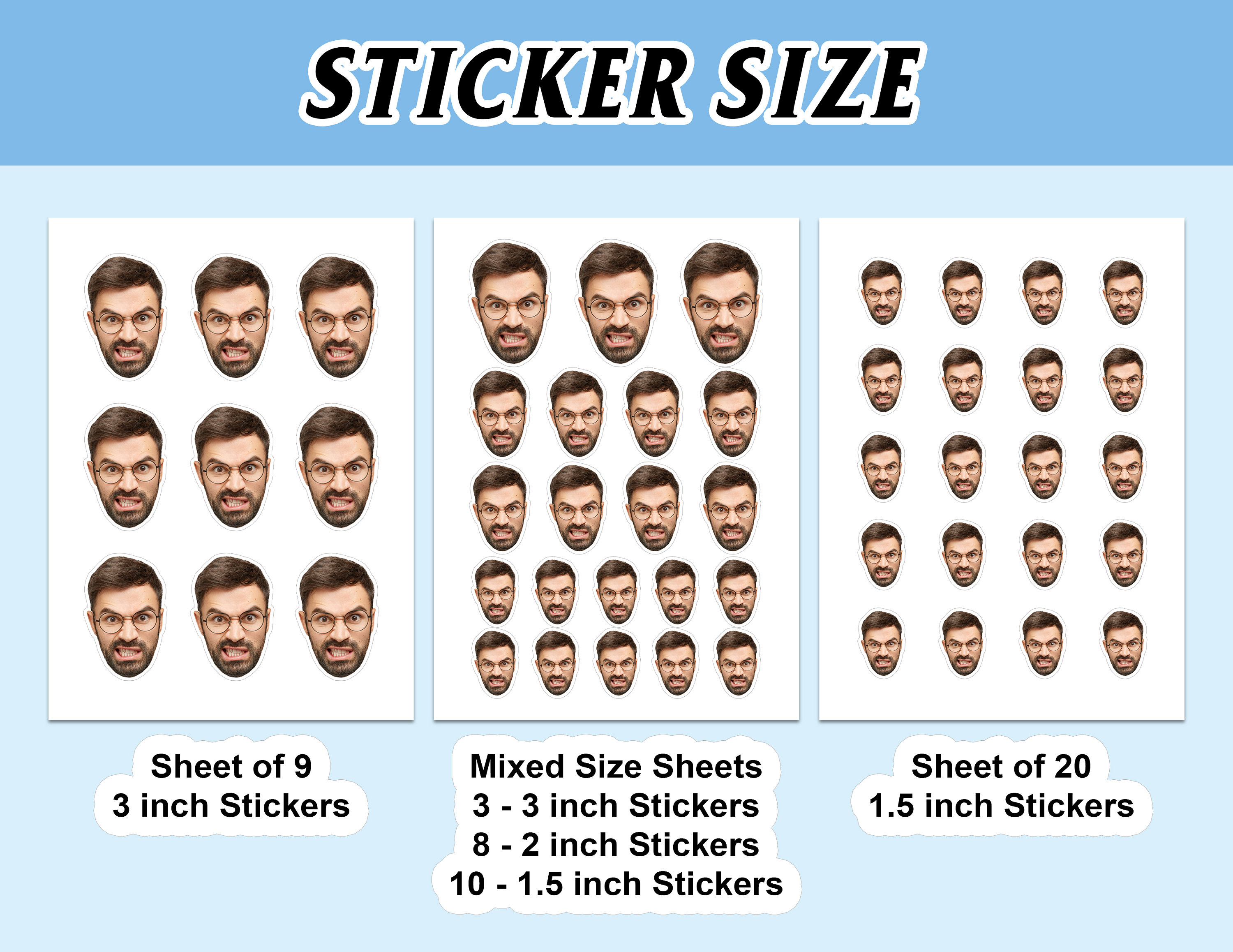 Custom Face Stickers, Custom Photo Stickers, Personalized Stickers ...