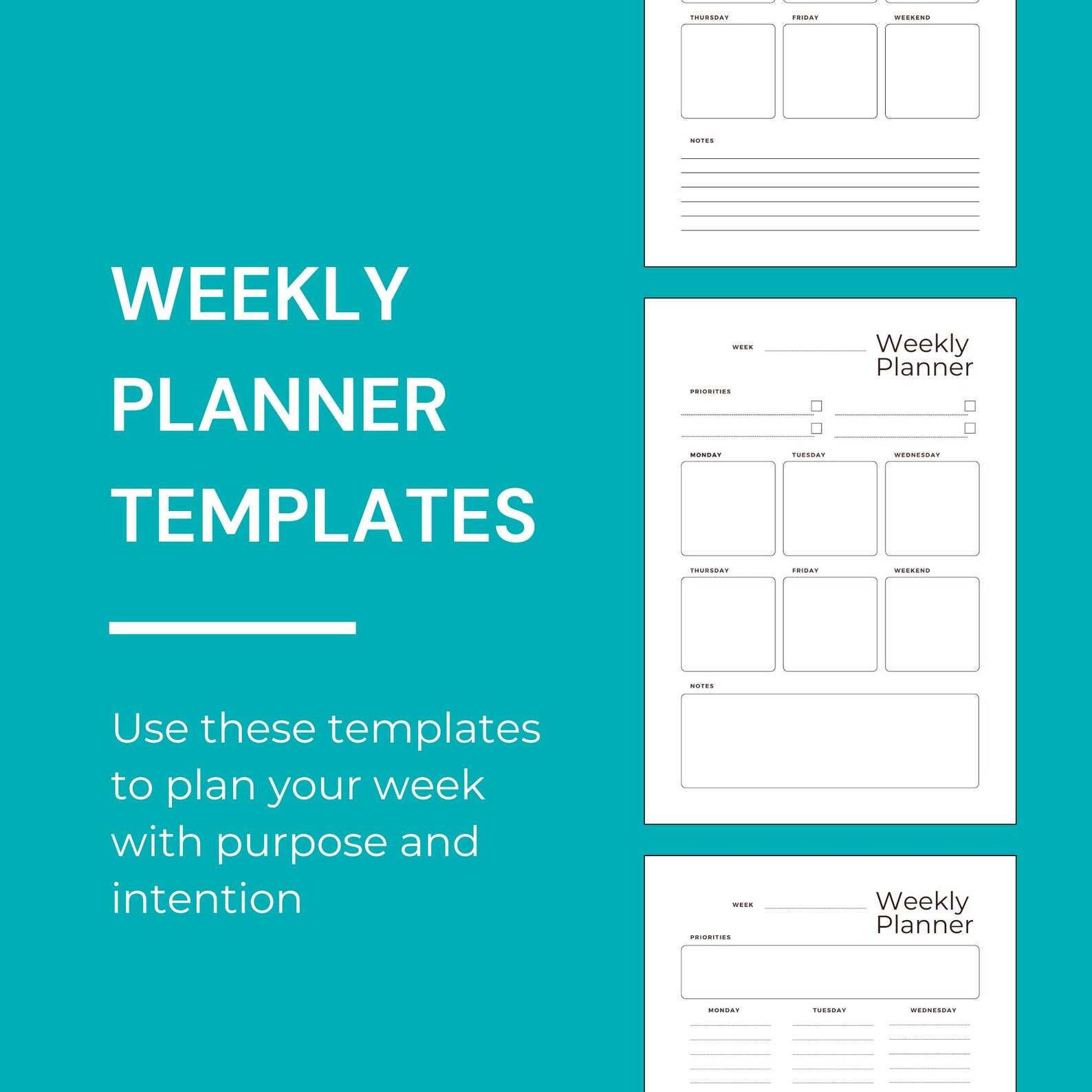 Weekly Planner Templates | 3 Format Options to Organise Weekly Tasks ...