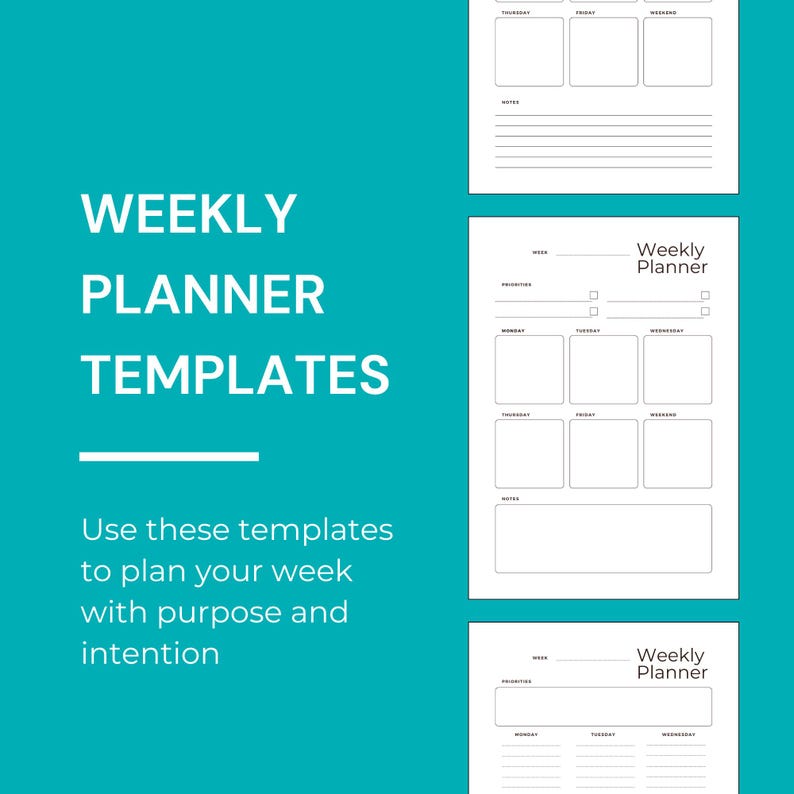 Weekly Planner Templates | 3 Format Options to Organise Weekly Tasks ...