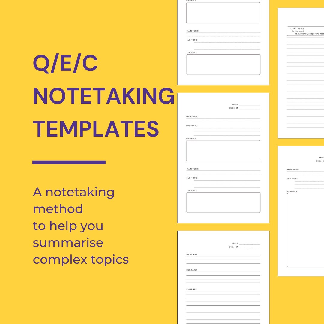 Q/E/C Notetaking Templates | 5 Format Options for Organised Notes | US ...