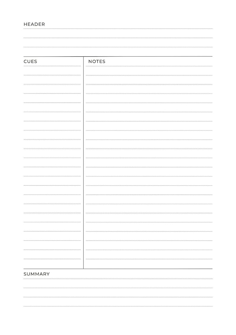 Cornell Notetaking Templates | 3 Format Options for Organised Notes ...