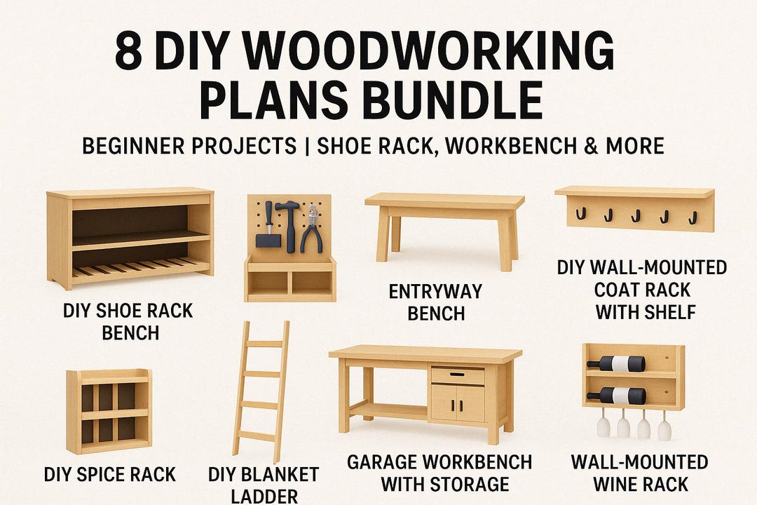 8 DIY Woodworking Plans for Beginners | Furniture Build Bundle | Easy ...
