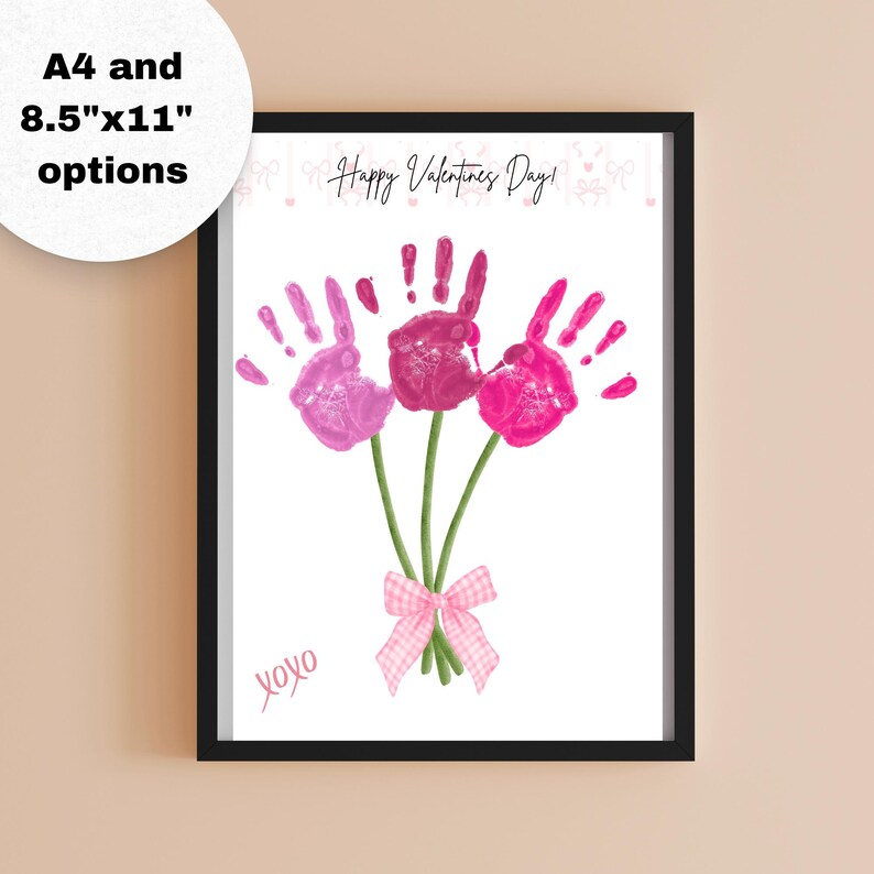 Valentine Handprint Craft for Kids | Flower Bouquet Keepsake Printable ...