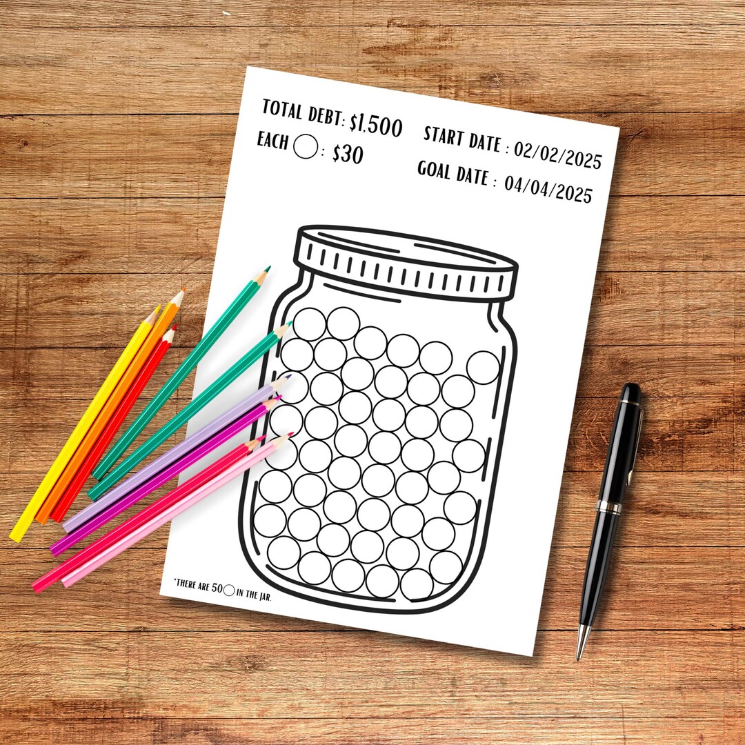 Debt Payoff Coloring Page – Editable Tracker, A4 A5 US Letter (digital ...