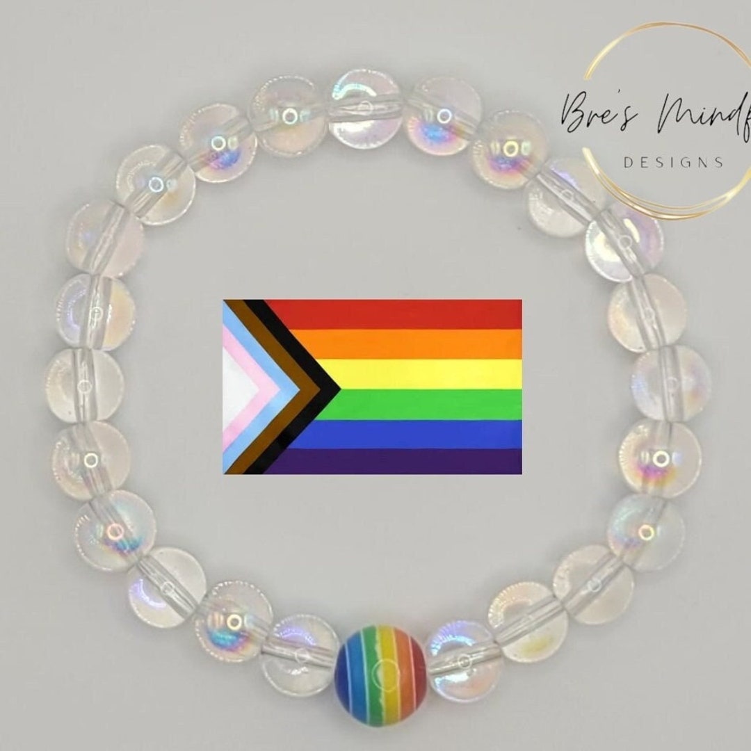 LGBTQ Pride Iridescent Clear Beads With Rainbow Bead - Etsy