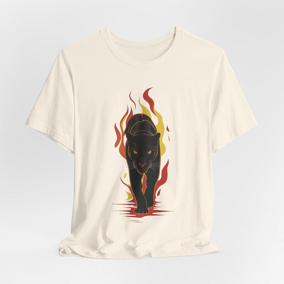 Fire Panther T-shirt: Fierce Animal Art Tee - Etsy