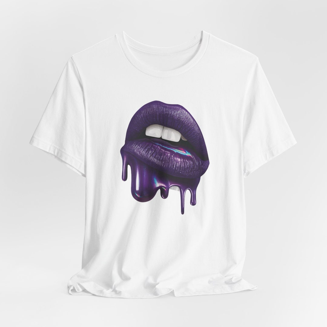 Purple Dripping Lips T-shirt - Fashionable and Trendy Design - Purple ...