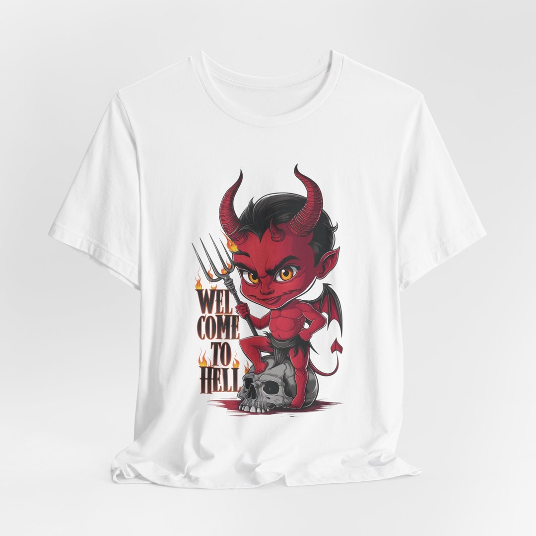Delightfully Menacing Chibi Style Devil Character Welcome to Hell T ...