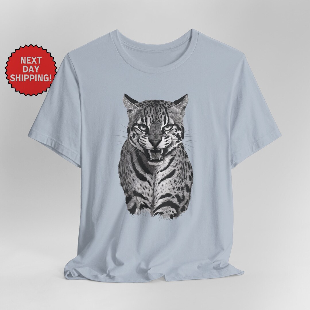Wild Scary Ocelot T-shirt - Wild Scary Ocelot T-shirt - Unique Animal ...