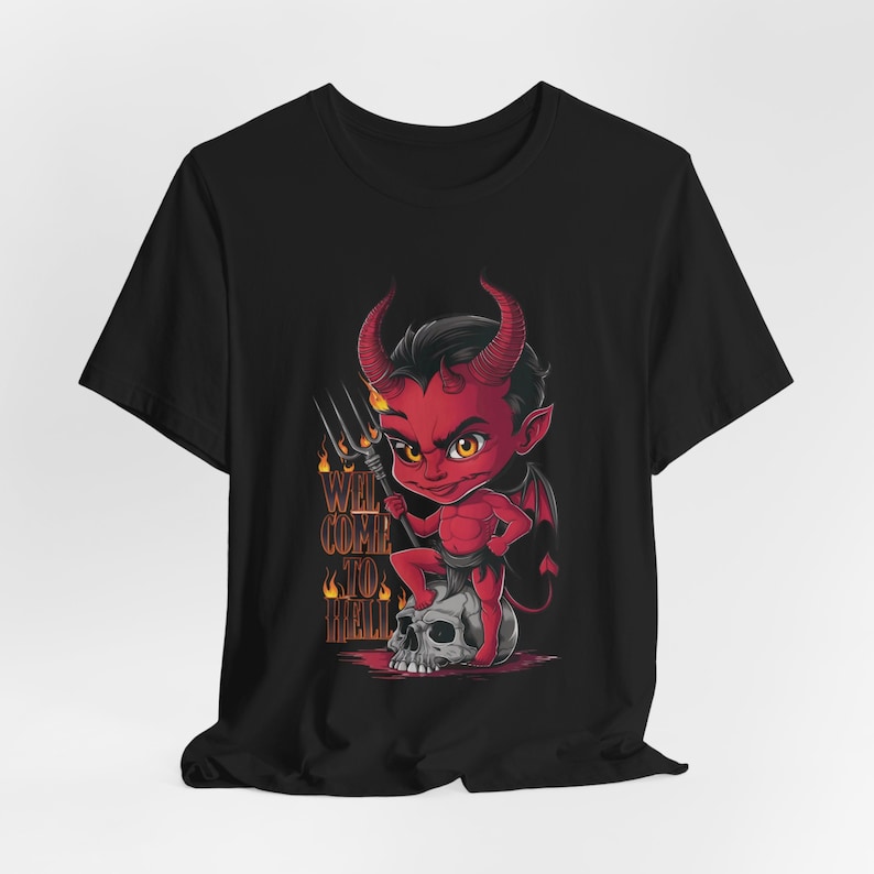 Delightfully Menacing Chibi Style Devil Character Welcome to Hell T ...