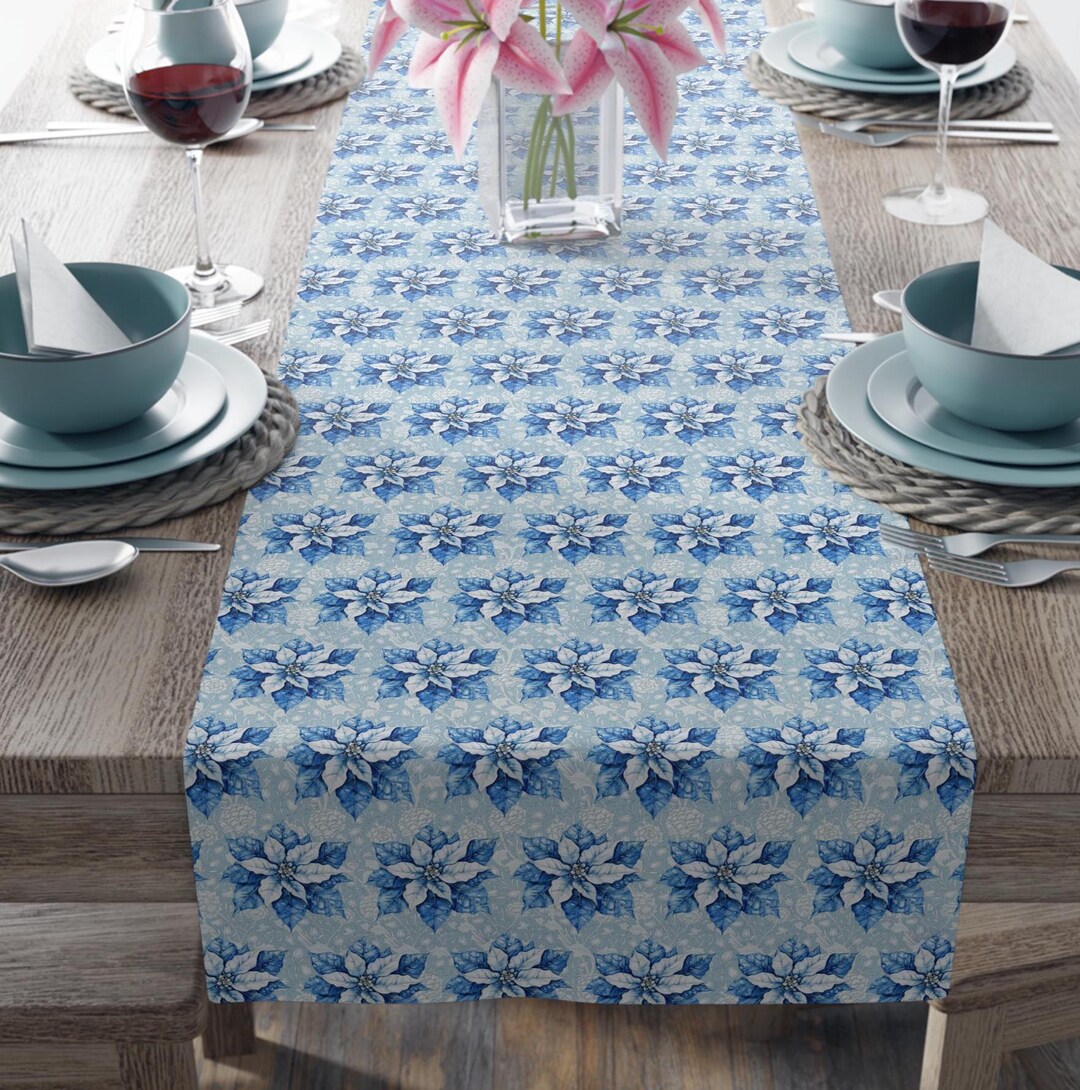 Toile Table Runner Blue Toile Table Runner Classic Toile Scene ...