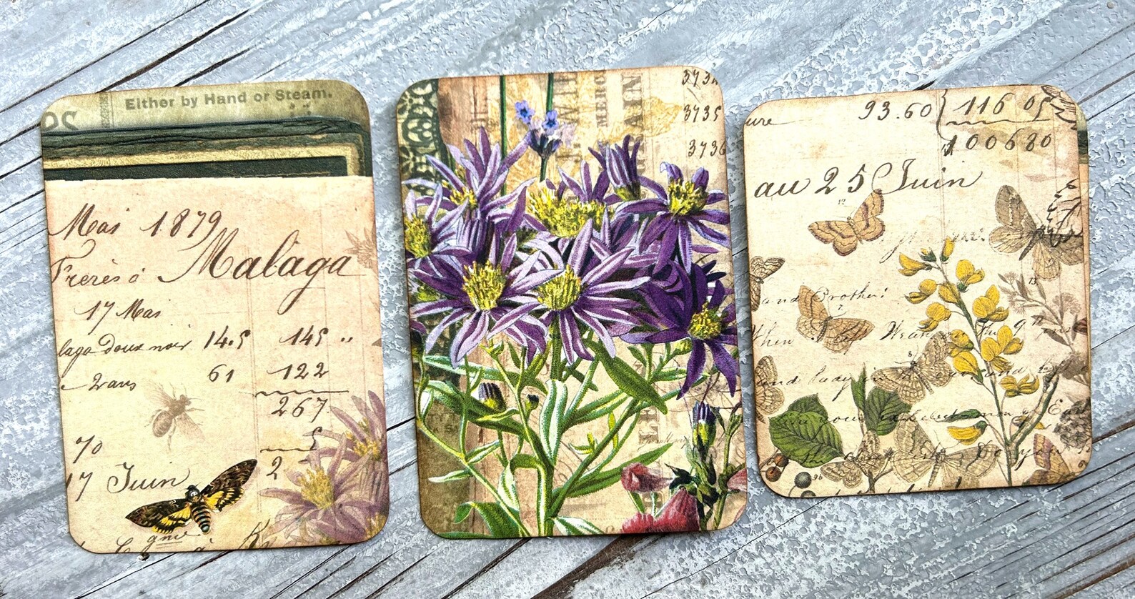 8 Handmade Journal Cards, Botanical Journal Cards, Journaling Supplies ...
