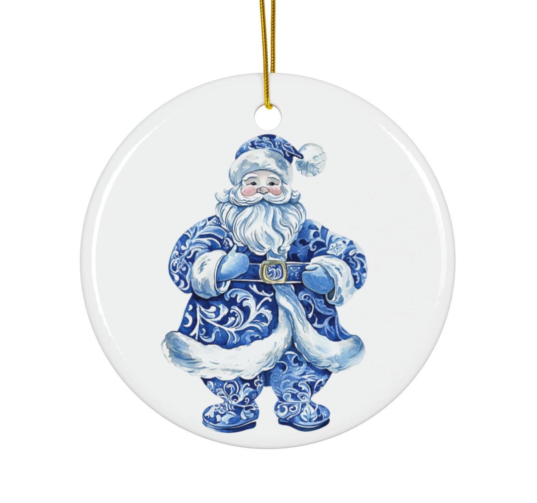 Santa Ornament Blue and White Christmas Chinoiserie Santa Christmas ...