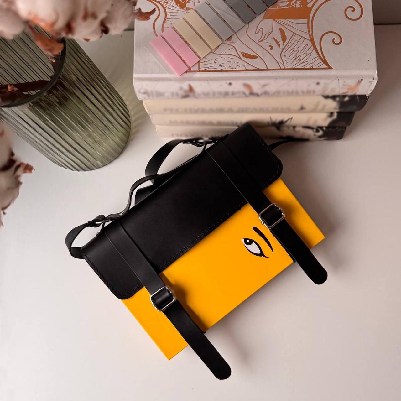 Leather Book Bag Cover With Handle & Pocket Handmade Book Holster Small ...