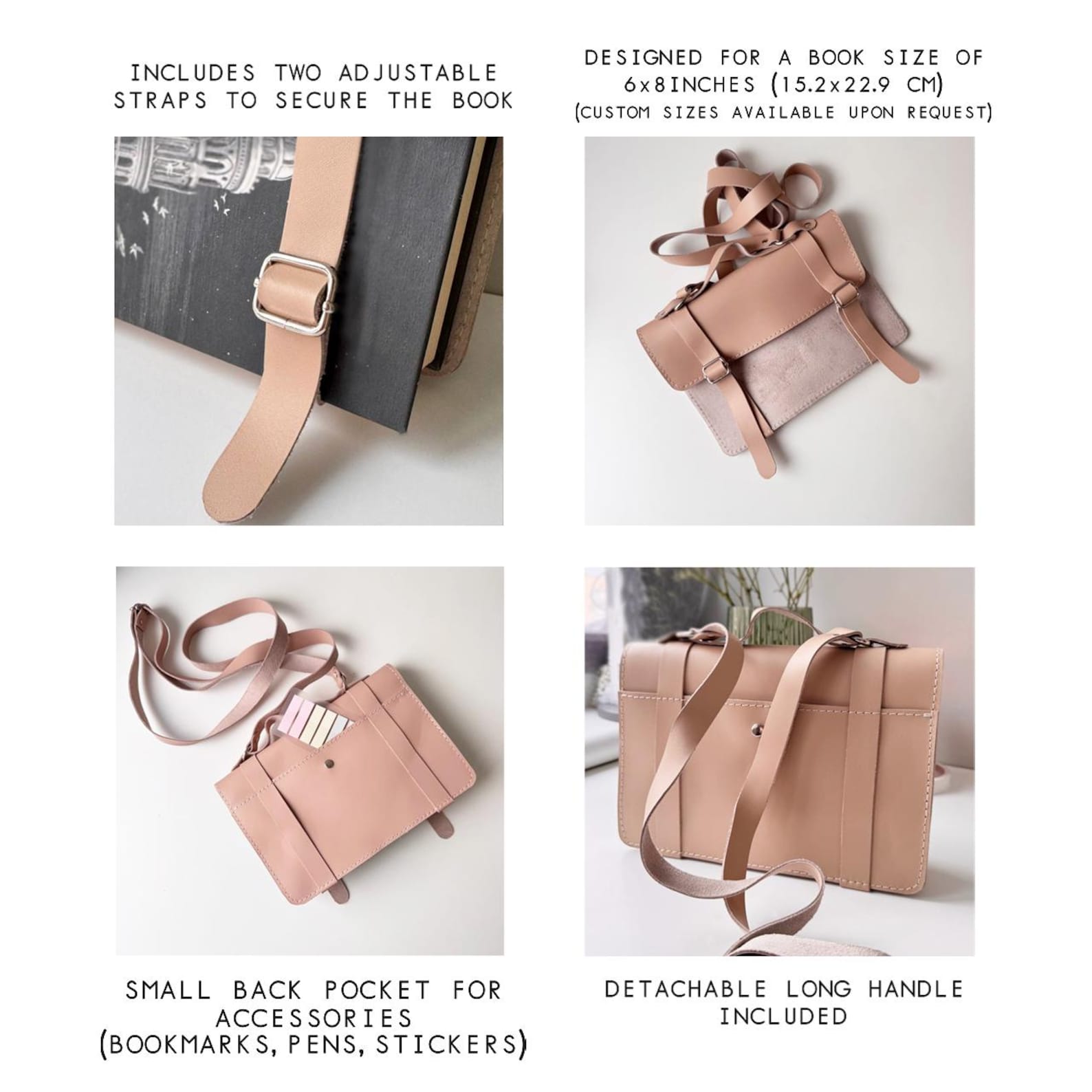 Leather Book Purse Crossbody: Book Case Book Strap Holster Book Holder ...