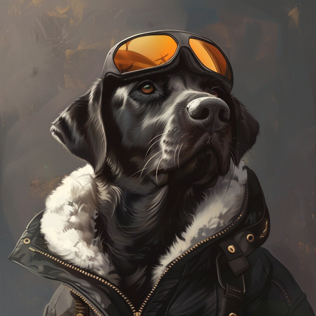 Black Labrador Dog With Glasses and Helmet - Etsy