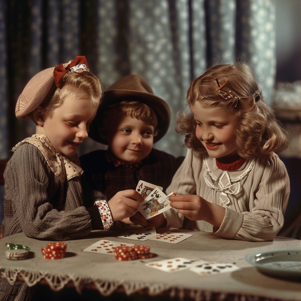 Children Playing Cards - Etsy