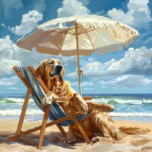 Labrador Dog Sitting Under the Umbrella - Etsy