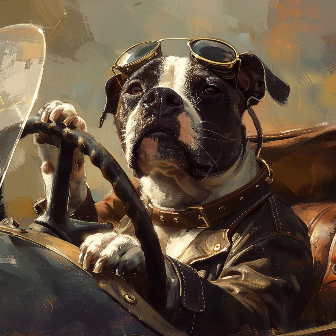 Cute Dog Driving Vintage Car - Etsy