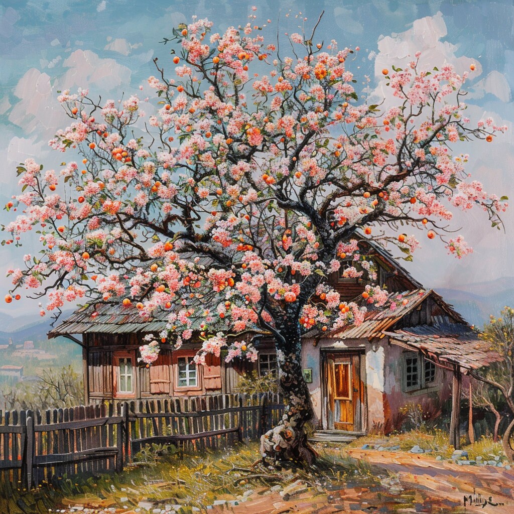 Blooming Apricot Tree in the Countryside - Etsy