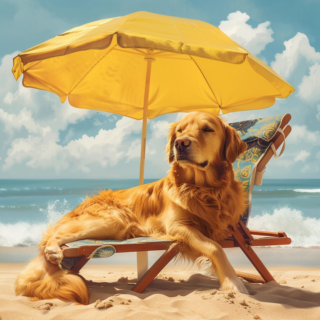 Labrador Dog Sitting Under the Umbrella - Etsy