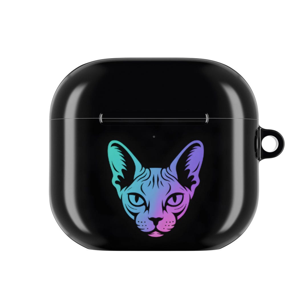 Neon Sphynx Cat Airpods Case | Black Cyberpunk Style - Etsy