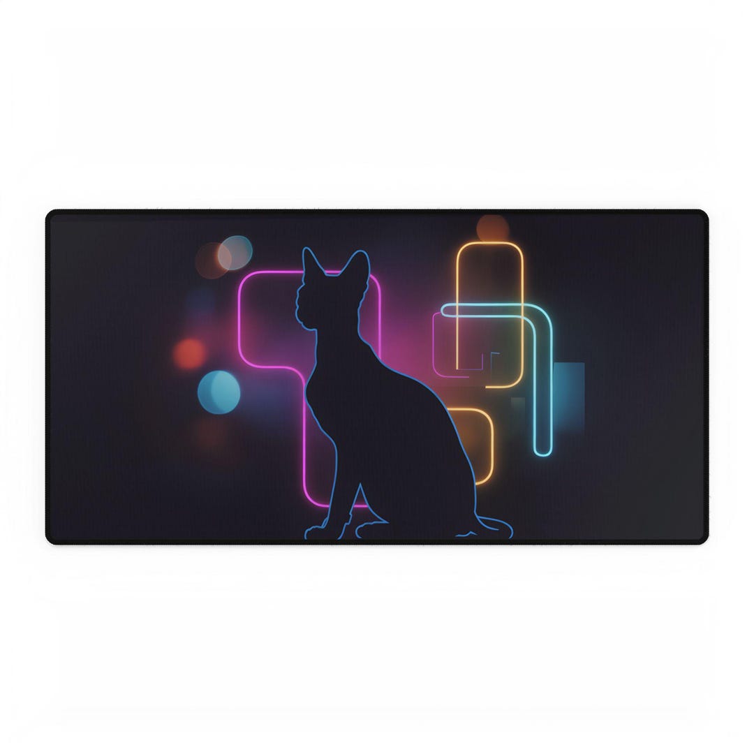 Neon Sphynx Cat Mouse Pad | Cyberpunk Desk Mat - Etsy