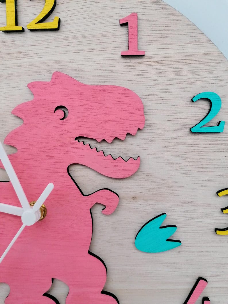 Laser Cut Wooden Dinosaur Wall Clock, Kids Nursery Decor - Etsy UK