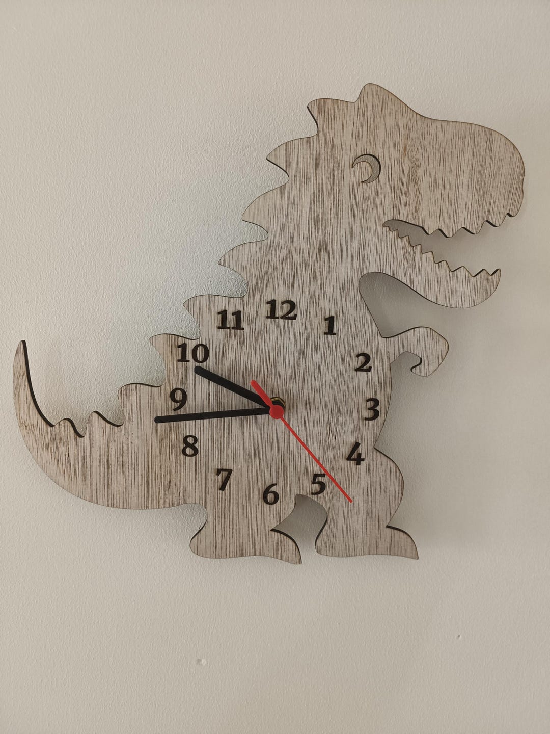 Laser Cut Wooden Dinosaur Clock, Boys Room Décor - Kid's Clock, Child's ...