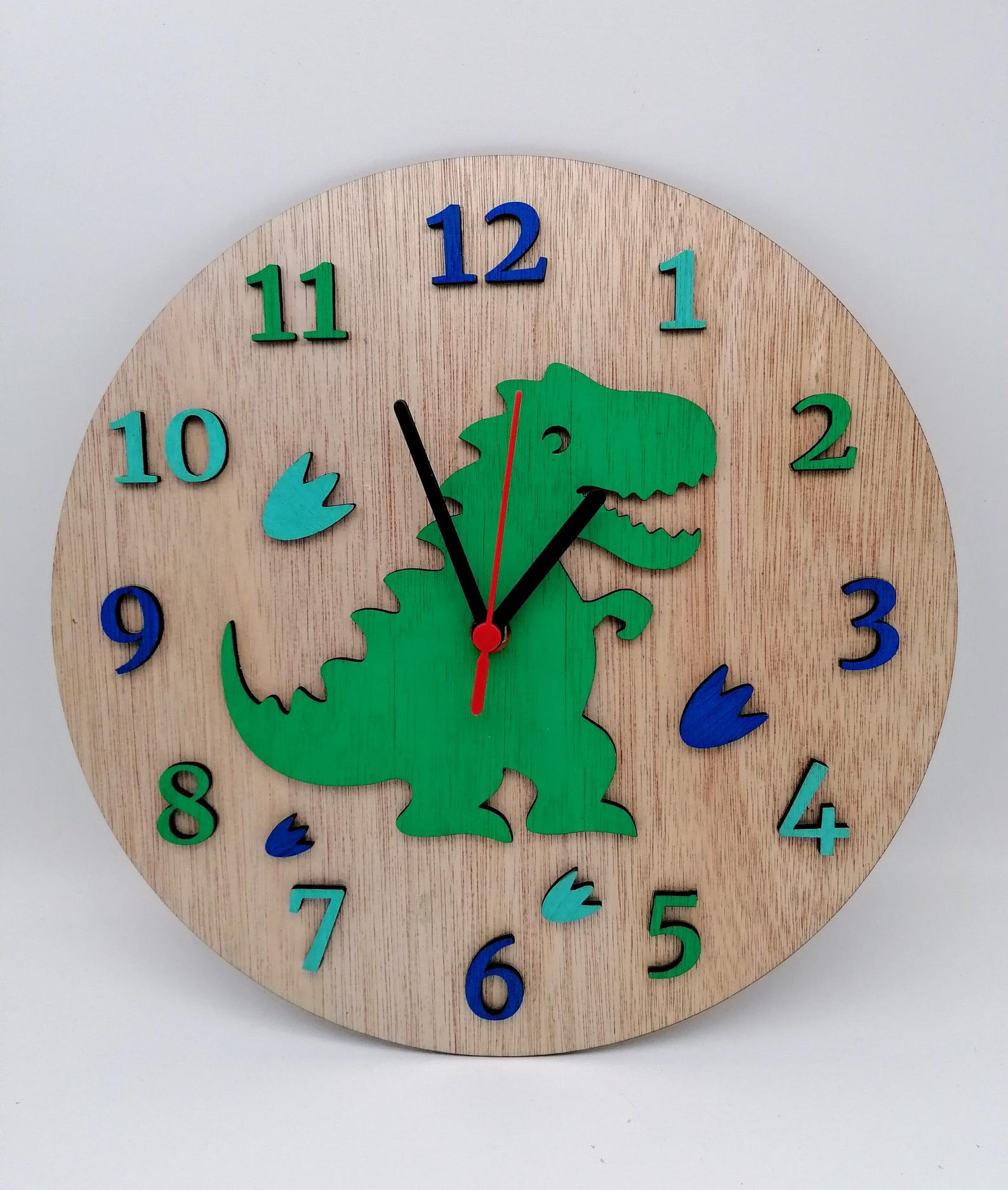 Laser Cut Wooden Dinosaur Clock, Boys Room Décor - Kid's Clock, Child's ...