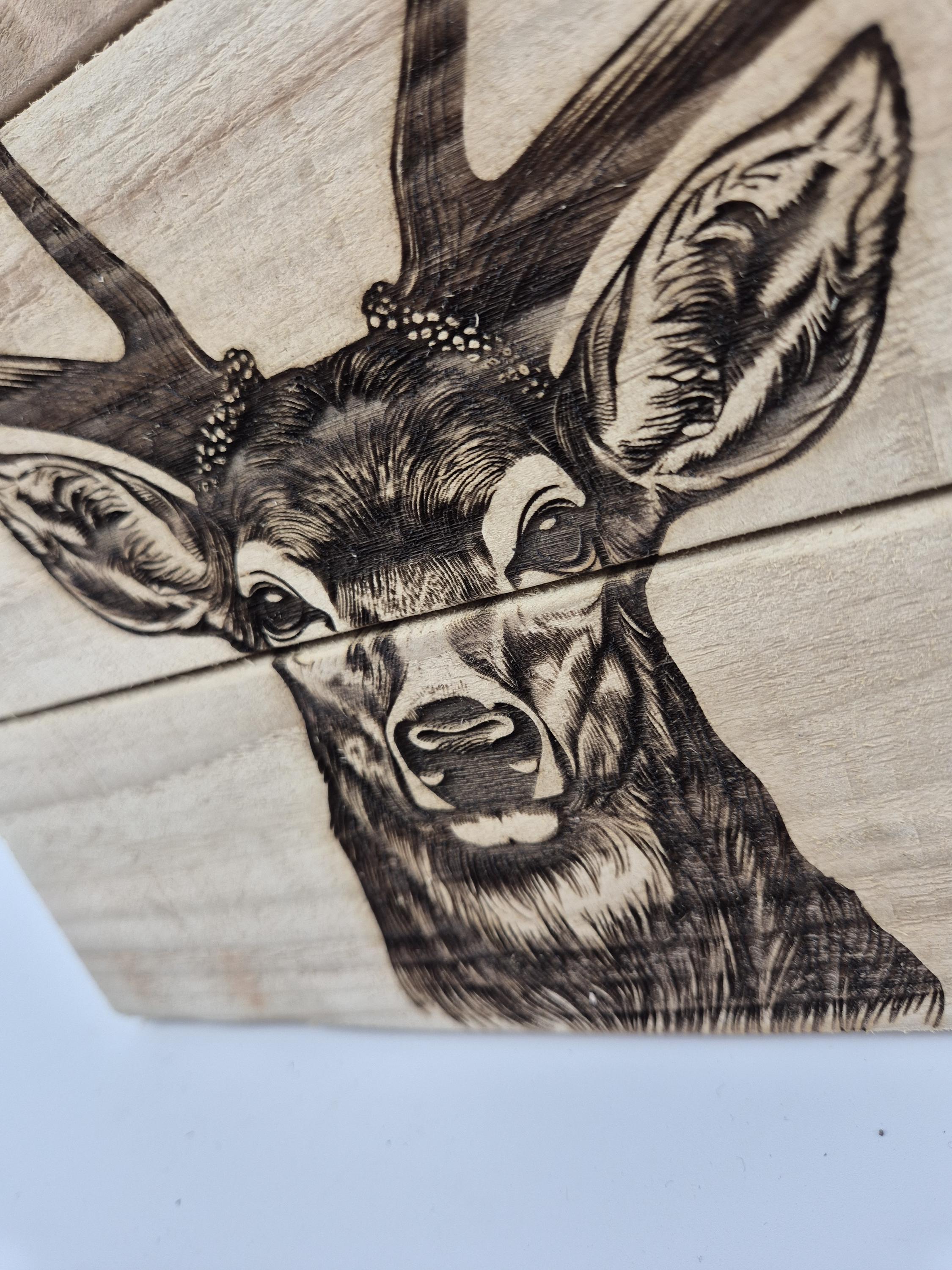 Laser Engraved Rustic Stag Wall Art - Reclaimed Wood Artwork ...
