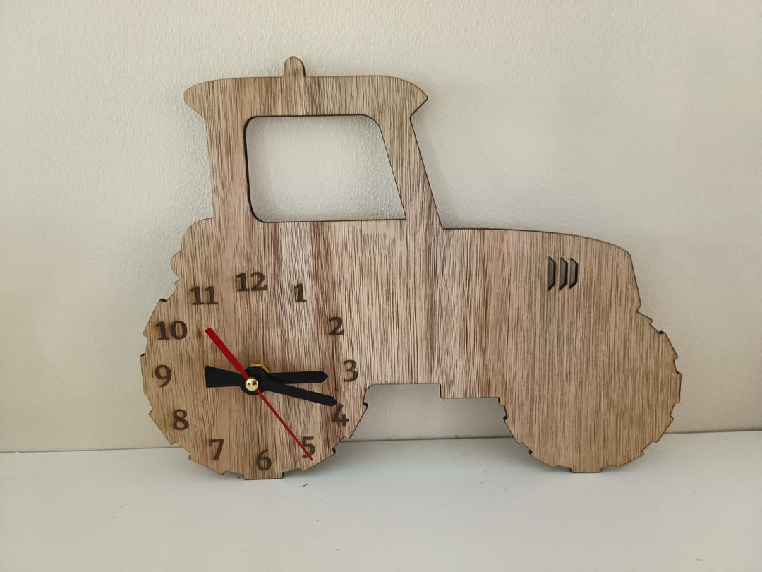 Laser Cut Wooden Tractor Clock, Boys Room Décor Kid's Clock, Child's ...