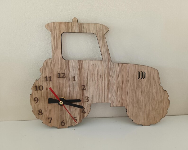 Tractor Clock Wooden Kids Wall Clock, Farm Theme Nursery Décor, Boys ...