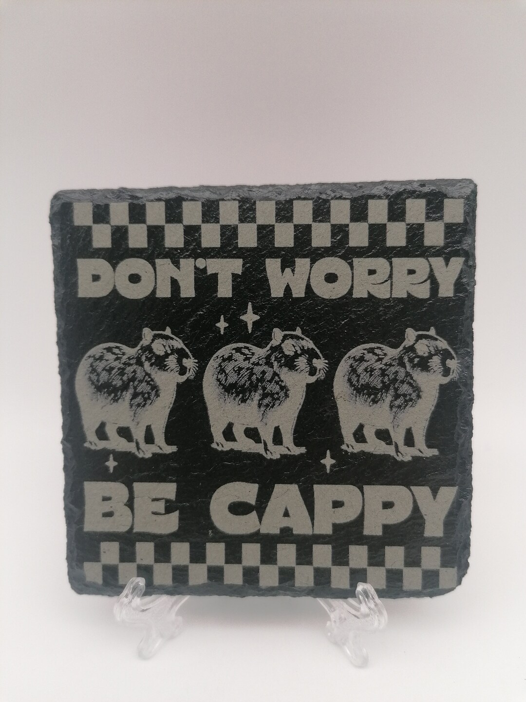 Capybara , Cappy Laser Engraved Slate Coaster Rustic Drink Coaster - Etsy