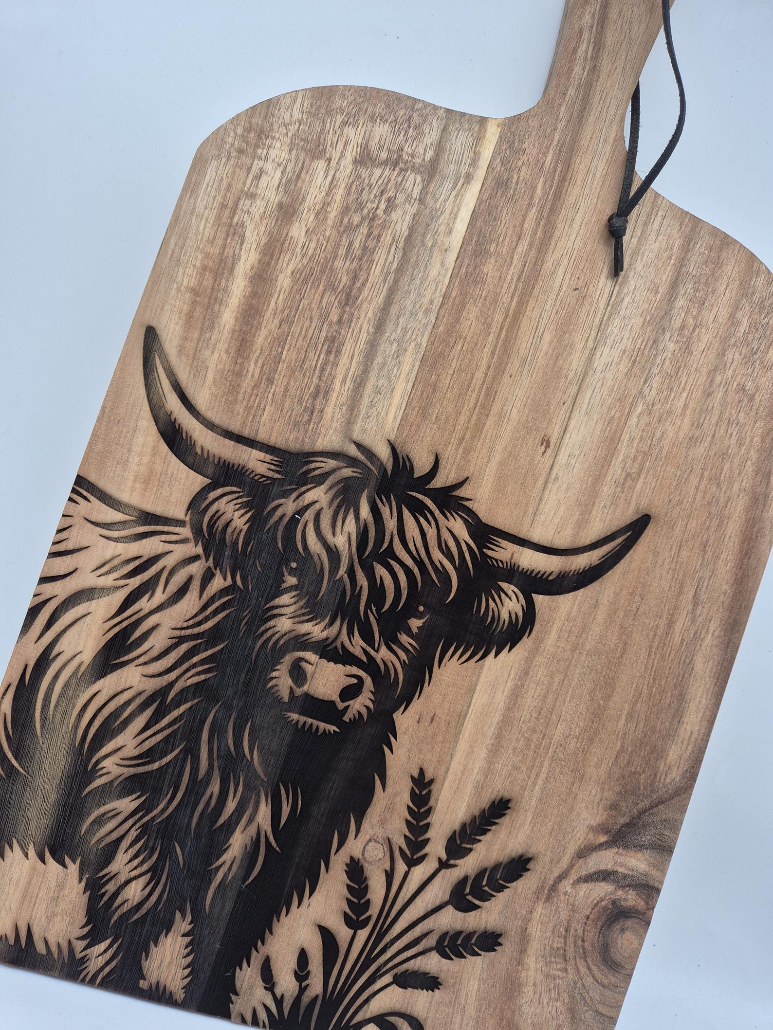 Stunning Highland Cow Engraved Wooden Serving Board Anniversaries ...