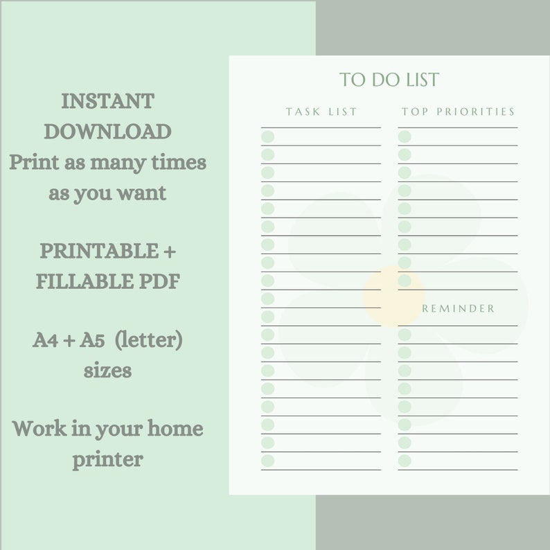 Daily Flower Simple Task List Template-minimal Printable Task List ...