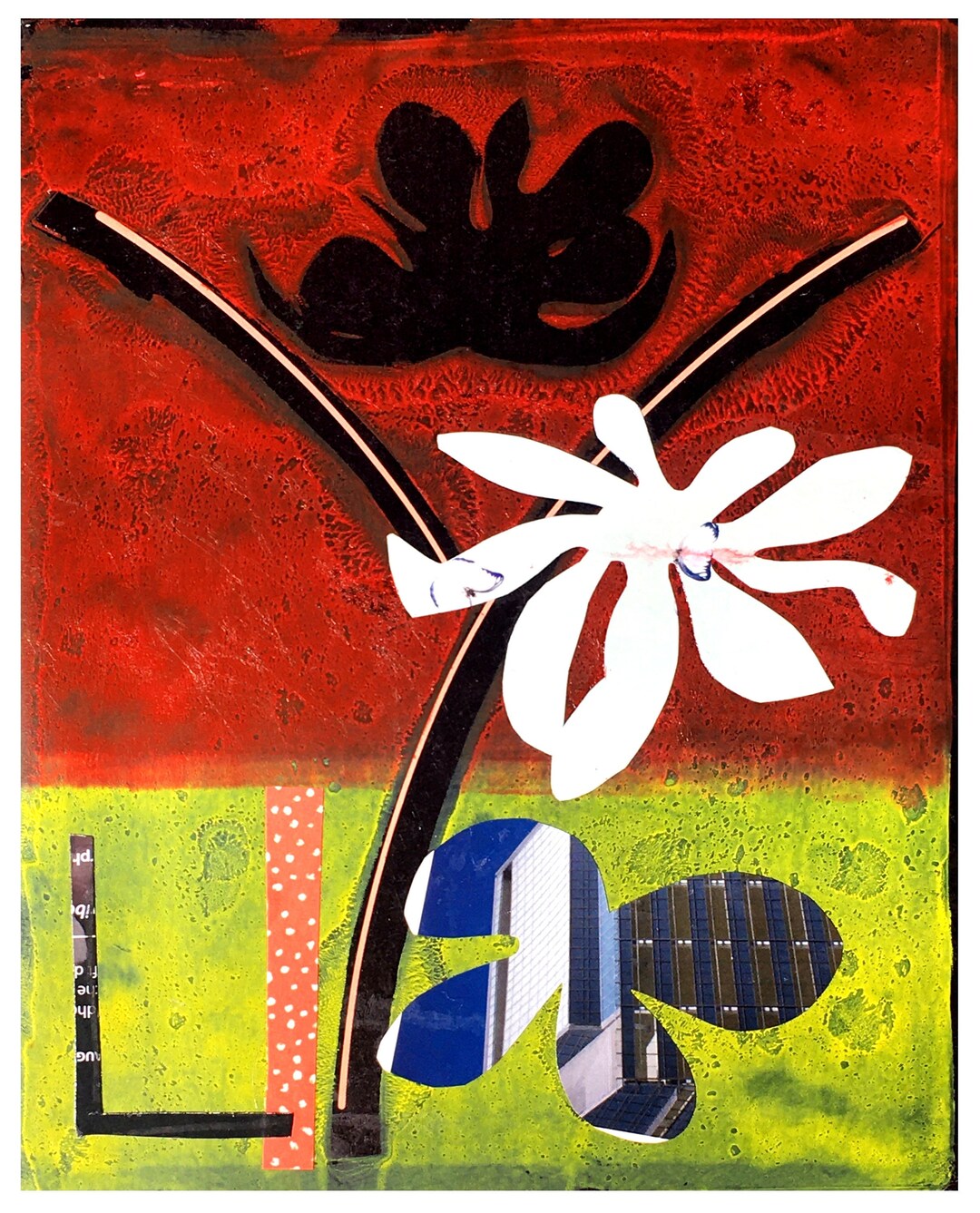 Flower Bouquet: Unique Original Monotype/collage Home Decor ...