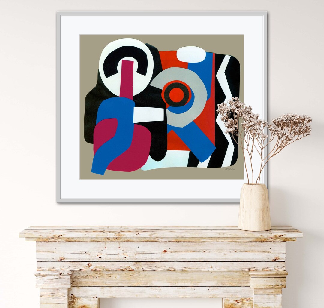 Collage in Red and Blue: Digital Download Printable Home Decor Wall Art ...