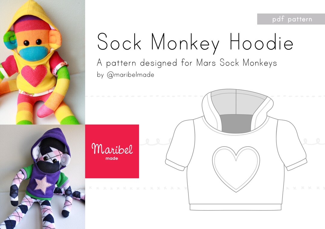 Sock Monkey Hoodie Downloadable Sewing Pattern - Etsy